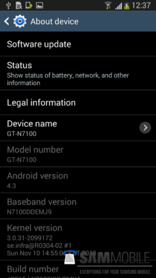 Samsung Galaxy Note II (GT-N7100) receives official Android 4.3 Jelly Bean update - SamMobile ...