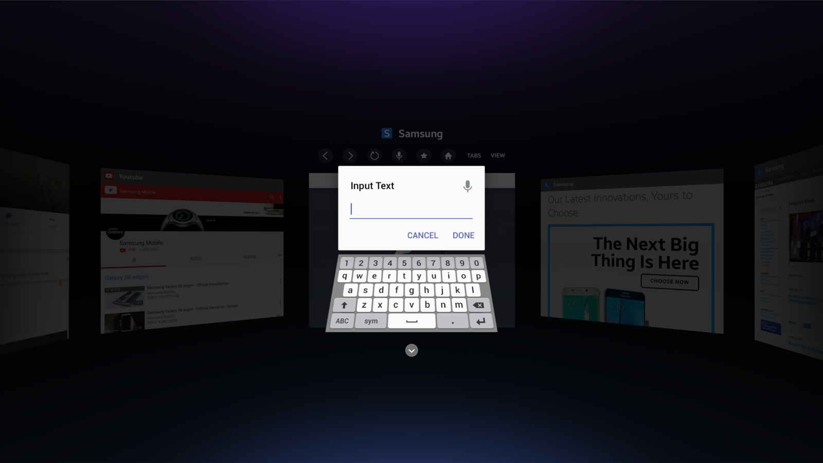 Internet for Gear VR is an optimized web browser for the virtual ...