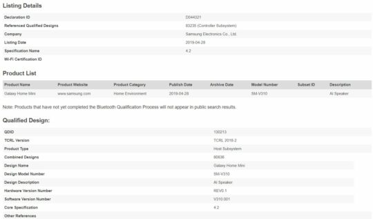 Galaxy Home Mini Picks Up Bluetooth And Wi Fi Certifications Sammobile 8334