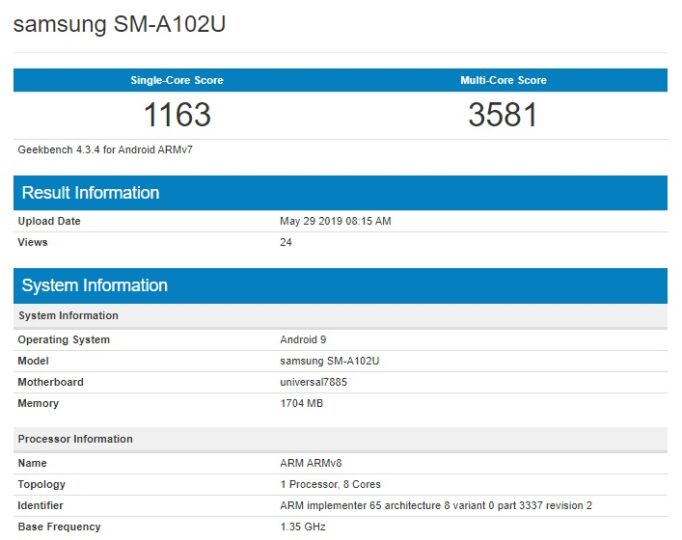 Galaxy A10e specifications revealed by Geekbench benchmark - SamMobile