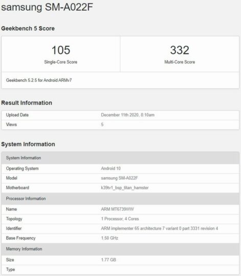 Samsung's choice of chipset and firmware for the Galaxy A02 is revealed ...