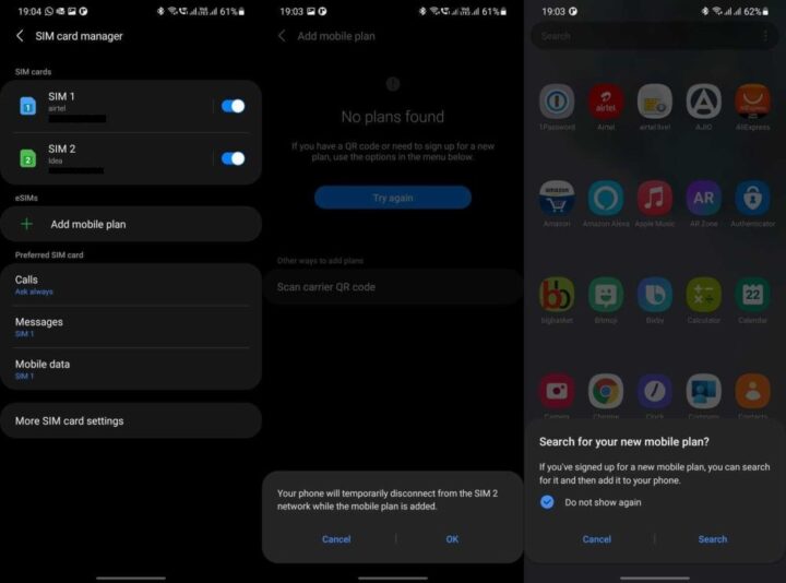 Your Galaxy S20 series phone may have eSIM functionality on One UI 3.x ...