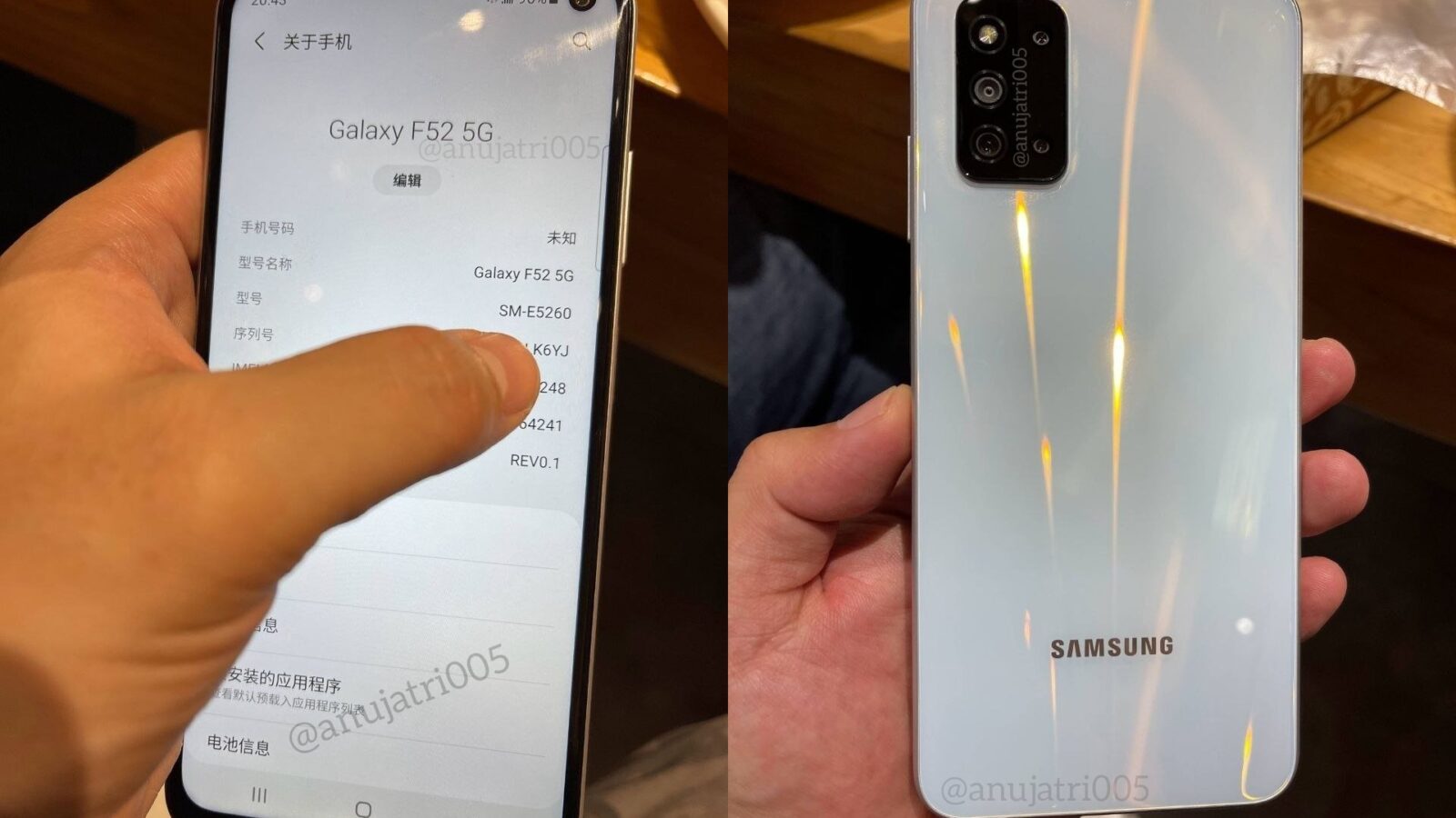 The Galaxy F52 5G looks nothing like the A52 in leaked hands-on photos ...