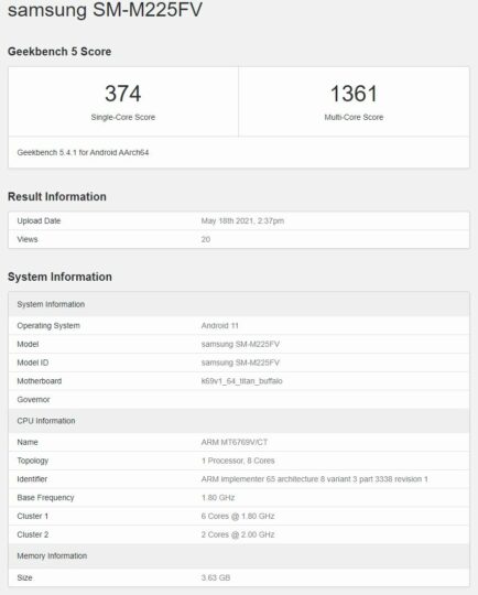 Galaxy M22 surfaces with MediaTek's Helio G80 chipset on the inside ...