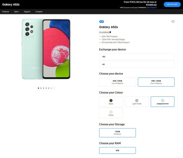Samsung India launches Galaxy A52s 5G in new color - SamMobile