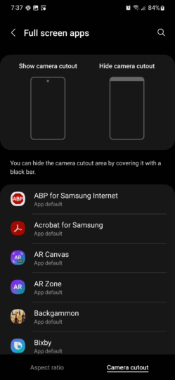 Samsung One UI tip: Change screen aspect ratio and camera cutout ...