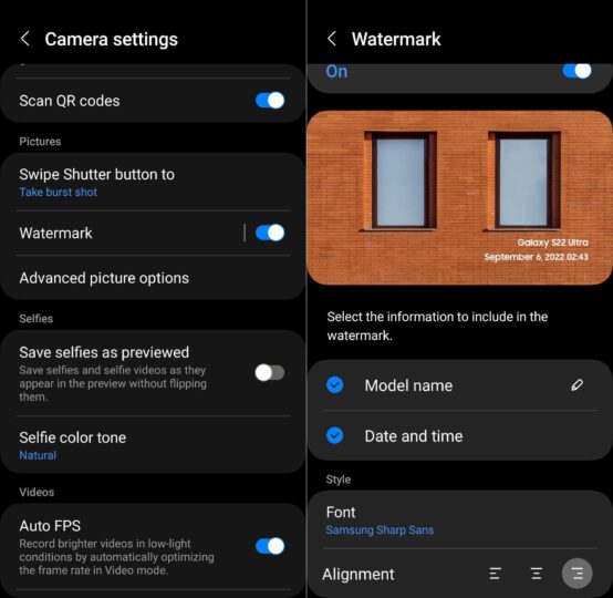 With One UI 5.0, Samsung flagship phones get camera watermark feature ...