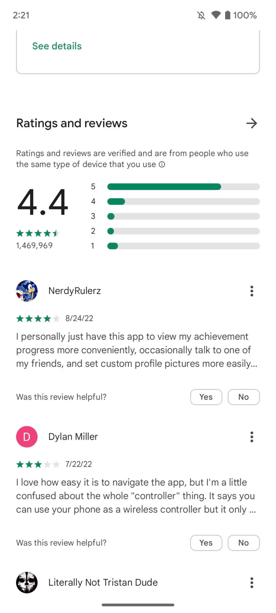 Now you can finally check relevant Play Store ratings for the device ...