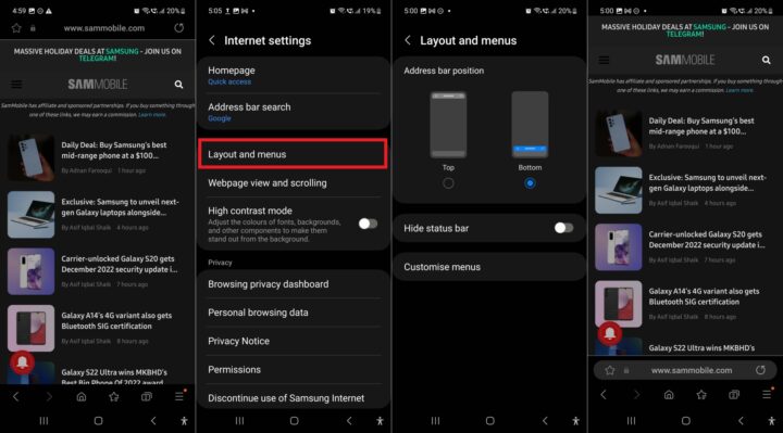 How to move address (URL) bar to the bottom in Samsung Internet - SamMobile