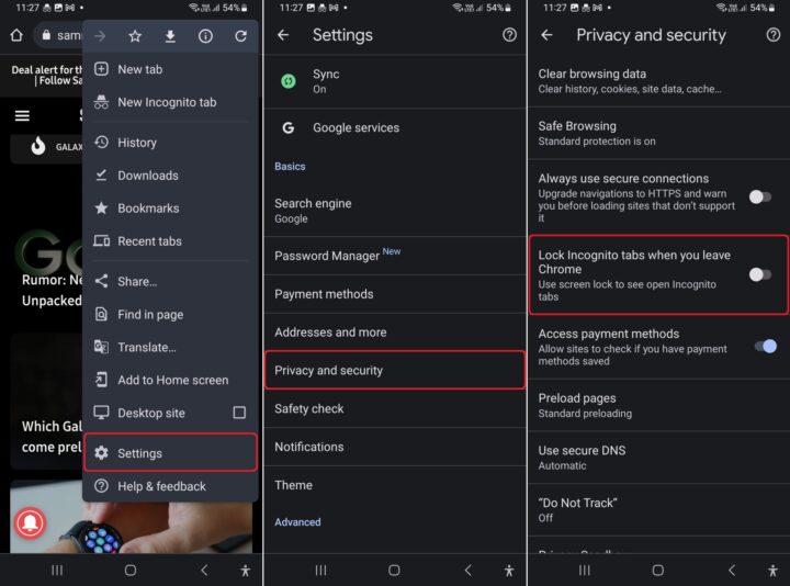 Browse secretly with fingerprint protection in Chrome and Samsung ...