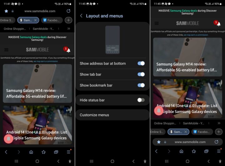 Improved Samsung Internet layout features now available for all - SamMobile