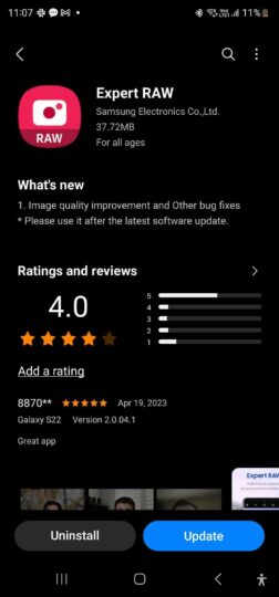Samsung has released a new Expert RAW camera app update - SamMobile