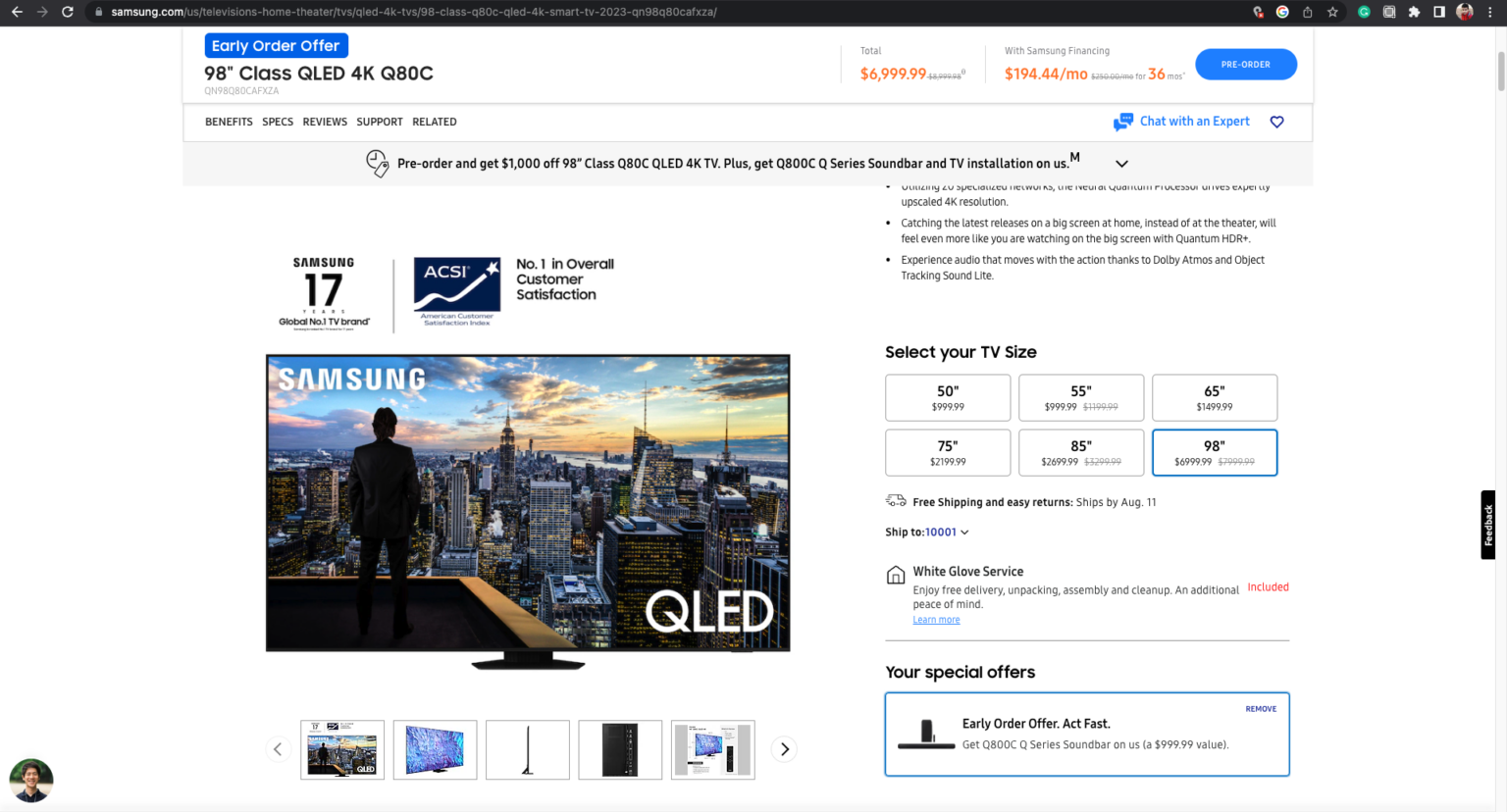 Samsung 98-inch Q80C QLED TV available for pre-order in the US - SamMobile