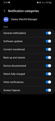 Galaxy Wearable Week: Each device gets its own notification settings ...