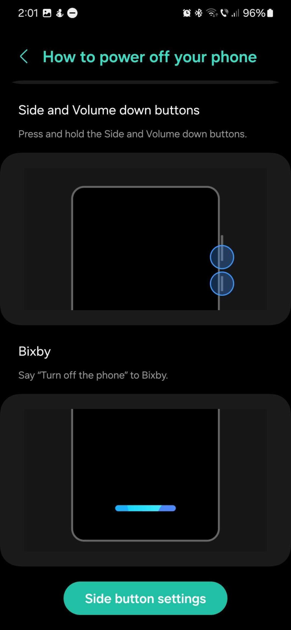 Three ways to access power menu with Bixby assigned to side button ...