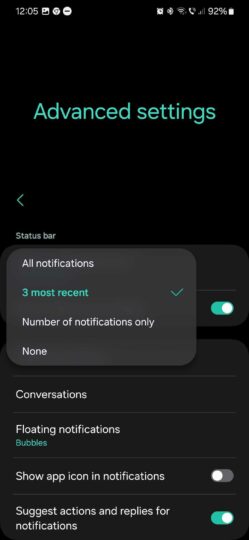 Change status bar notification icon settings in Samsung One UI - SamMobile