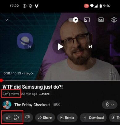 YouTube now refreshes like and view counts of videos in real-time ...