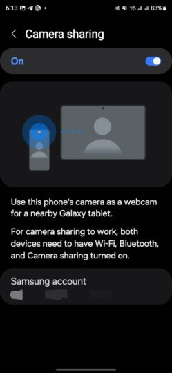 One UI 6.1 allows your Samsung phone to be your Galaxy tablet's webcam ...