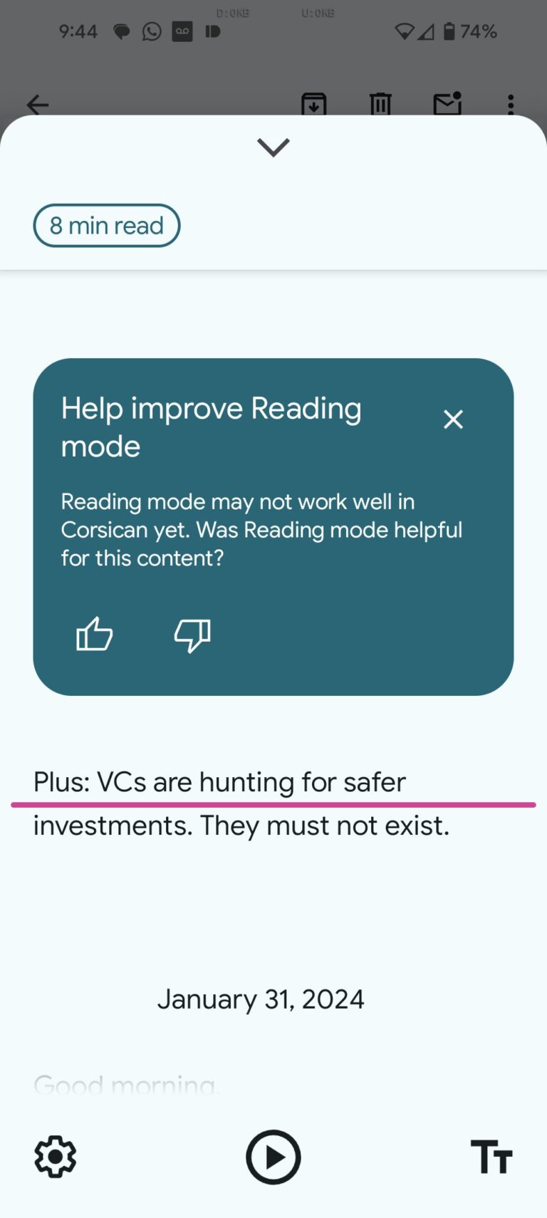 Google's Reading mode for Android now works with emails in Gmail - SamMobile