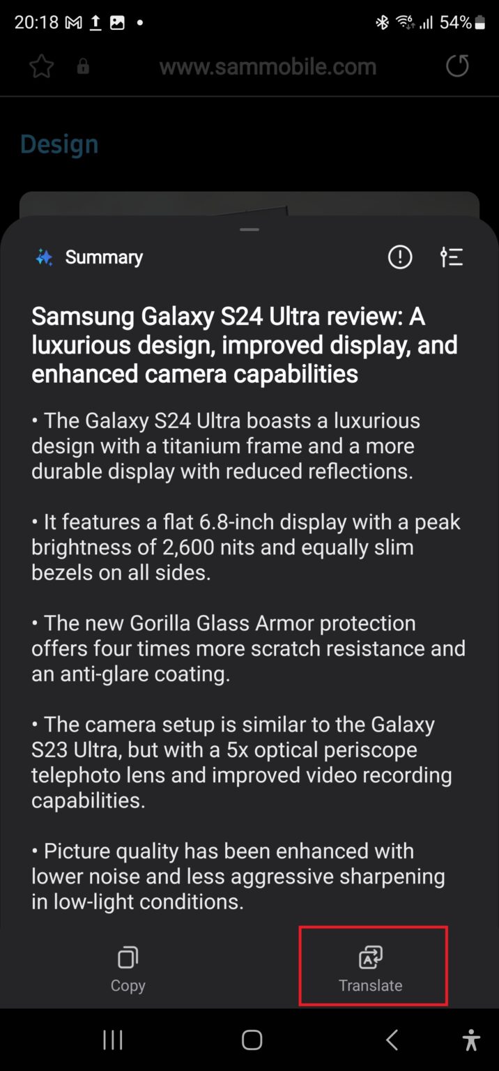 Galaxy AI: Summarize and translate webpages in Samsung Internet - SamMobile