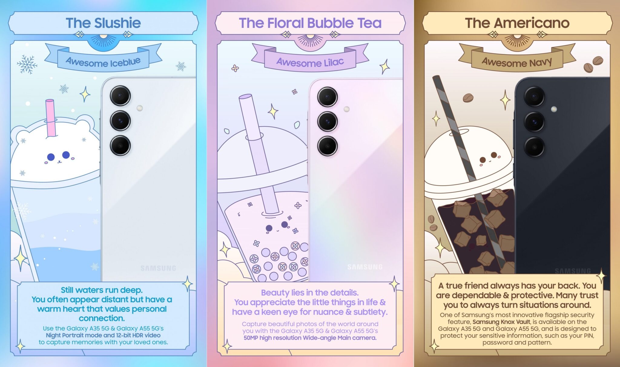 Samsung is trying really hard to give personality to bland colors ...