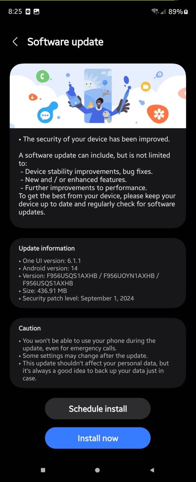 Galaxy Z Fold 6 gets the latest (September 2024) security update ...