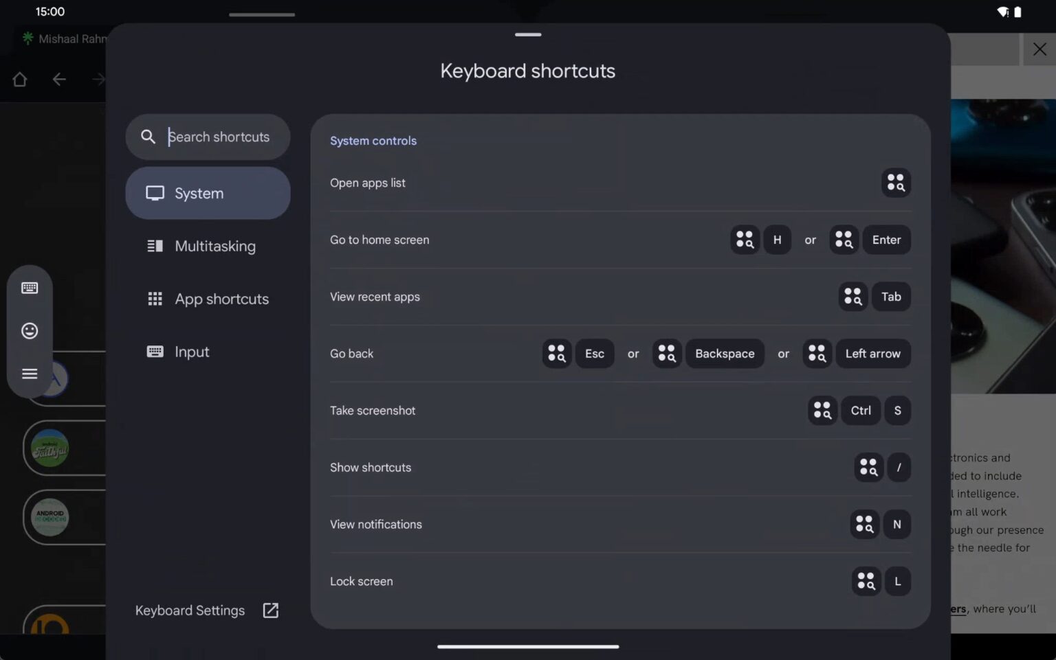 Android 15 will make discovering keyboard shortcuts on Galaxy Tabs ...