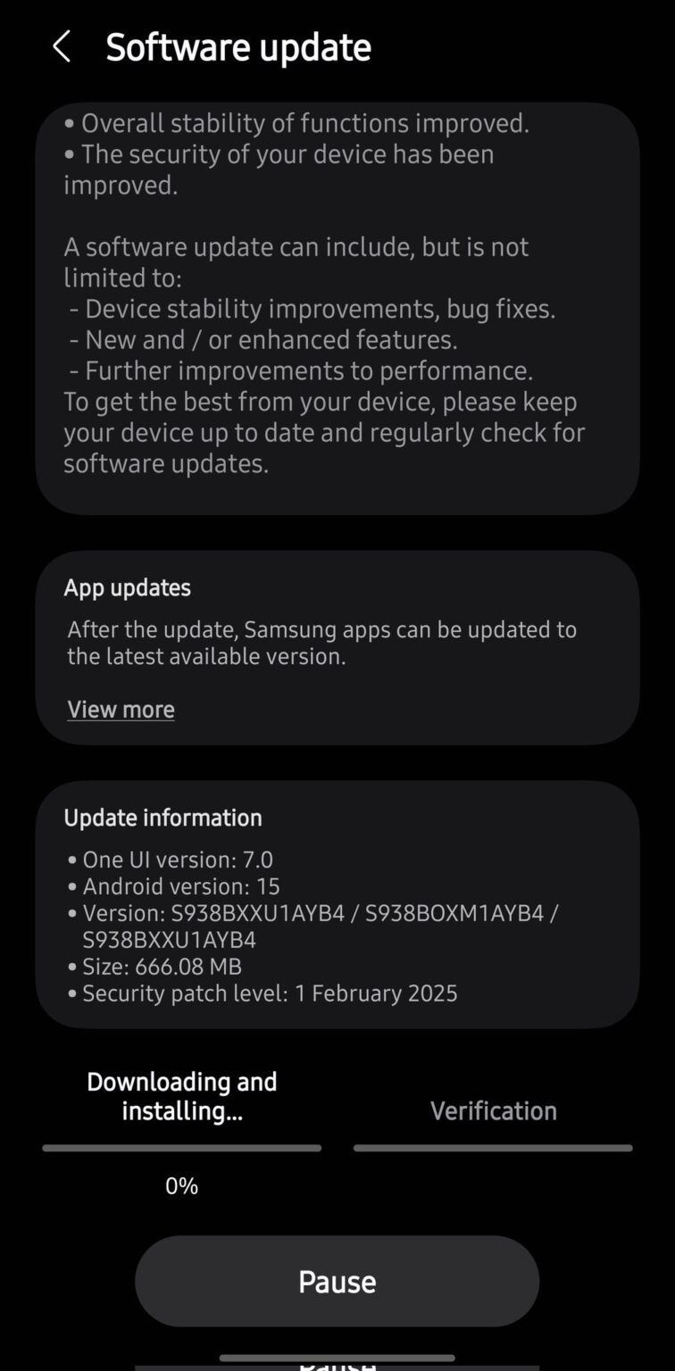 Galaxy S25 now getting its first firmware update in more markets ...